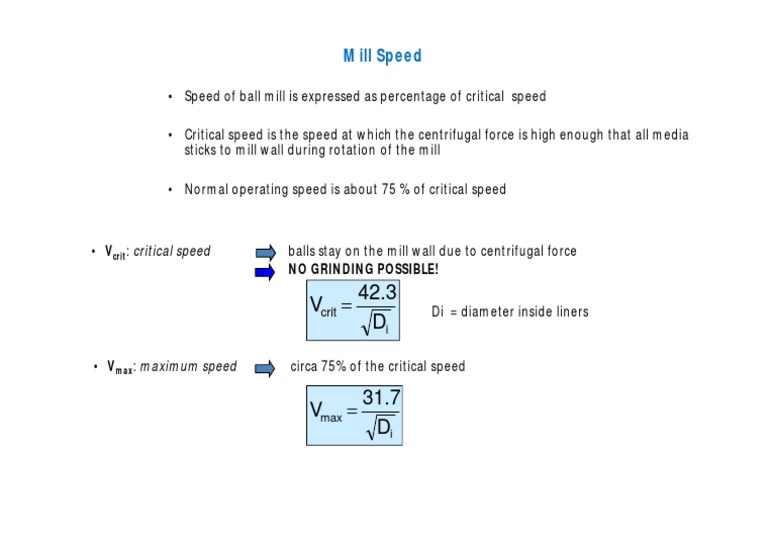 Mill Speed Calculation (Ball Mill) | PDF