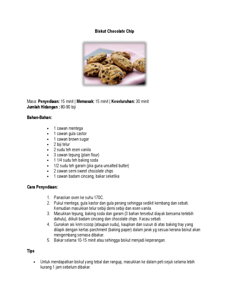 Biskut Chocolate Chip | PDF