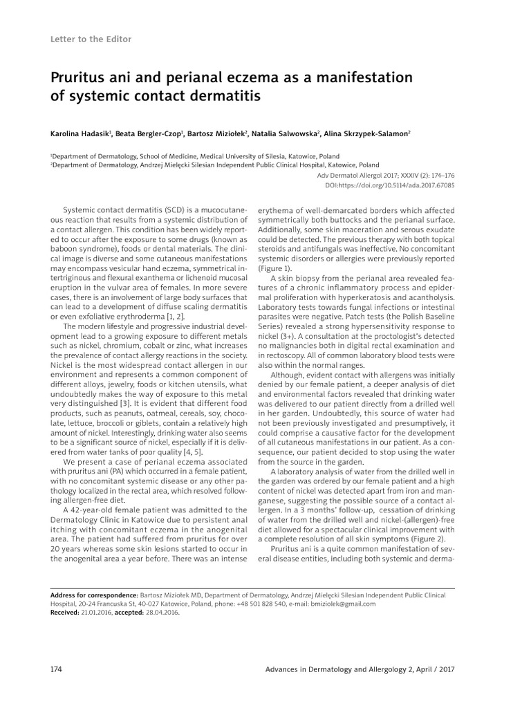Pruritus Ani PDF | PDF | Dermatitis | Allergy