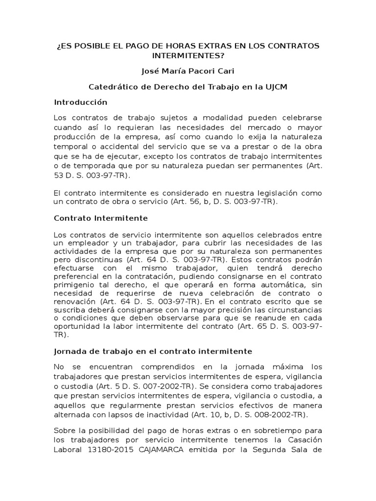 Contrato Intermitente | PDF | Derecho laboral | Virtud