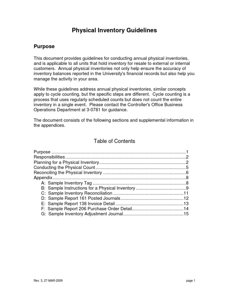 Physical Inventory Guidelines | PDF | Inventory | Invoice