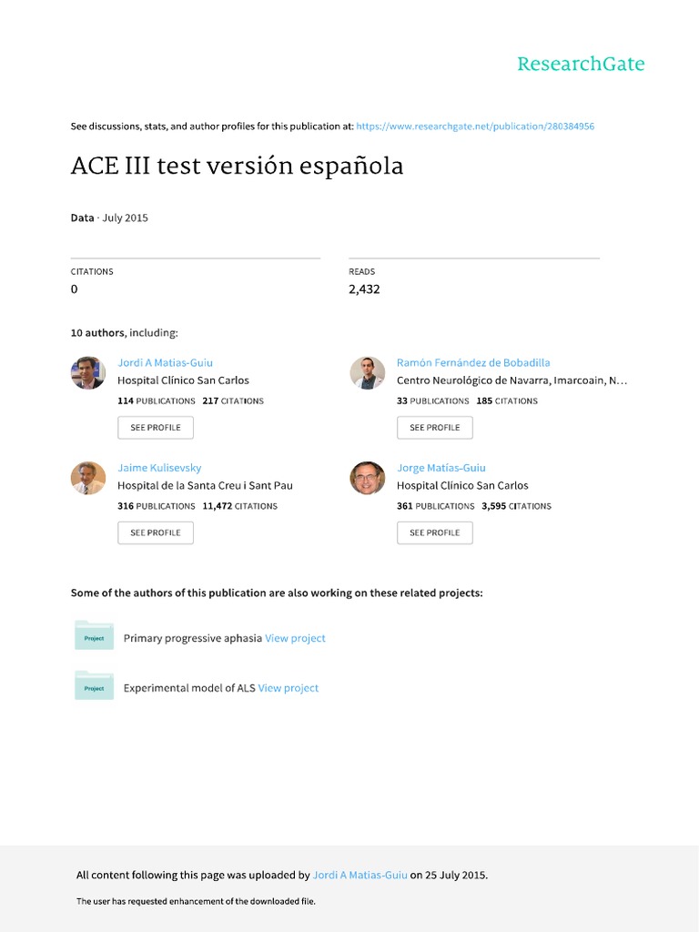 Versión Española Del Test Ace III | PDF