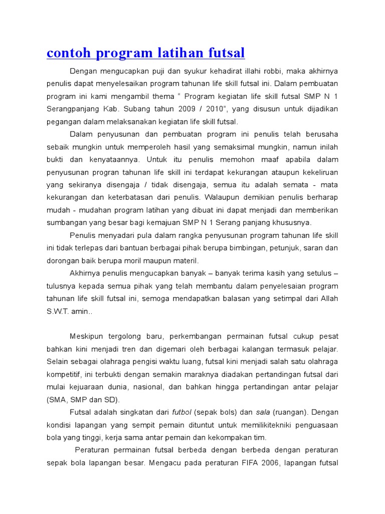 Contoh Program Latihan Futsal | PDF