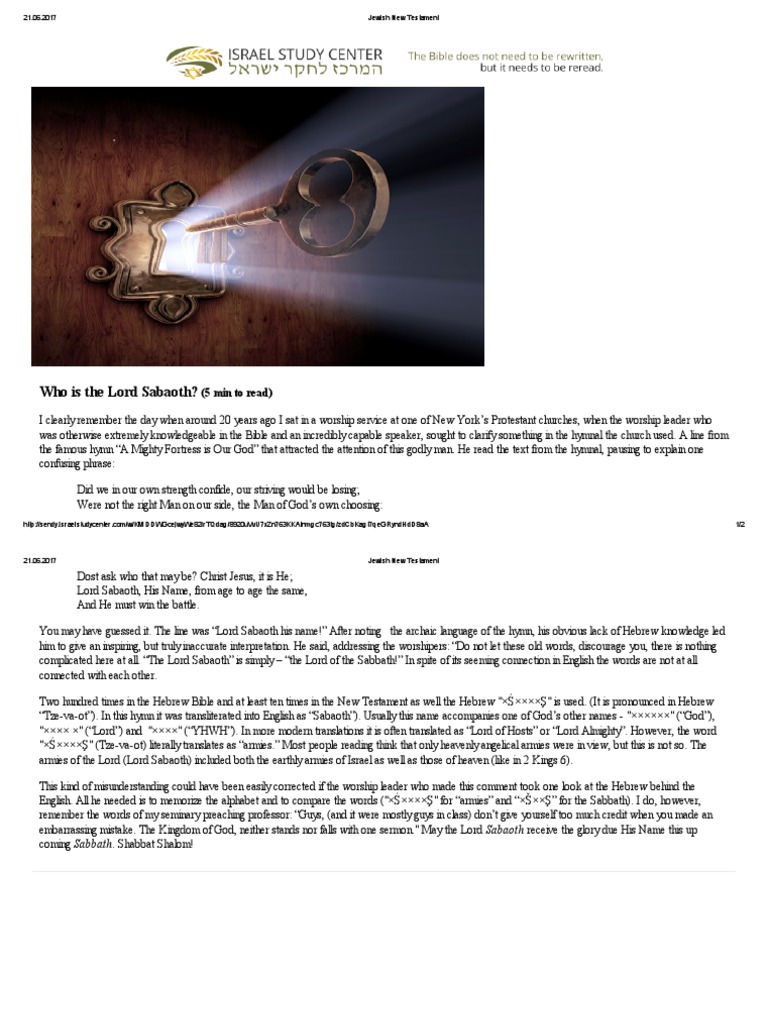 Who Is The Lord Sabaoth | PDF | Names Of God In Judaism | Abrahamic ...