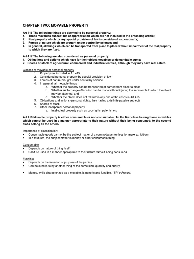 Types of Movable Property | PDF | Property | Business Law