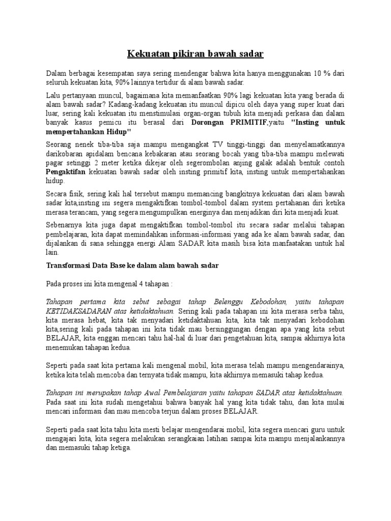 Kekuatan Pikiran Bawah Sadar | PDF