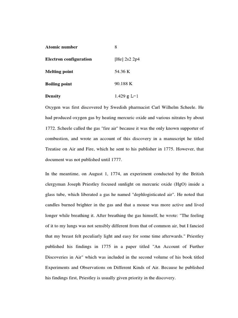 The Discovery of Oxygen: Detailing the Pioneering Work of Carl Wilhelm ...