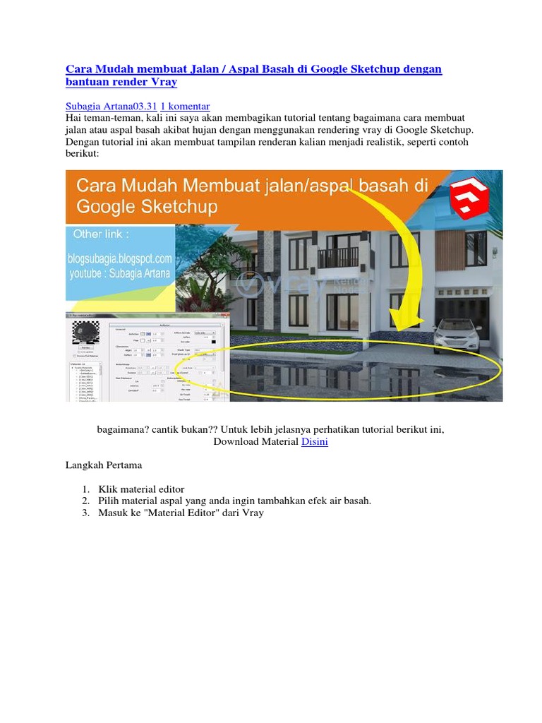 Cara Mudah Membuat Jalan Aspal Basah Di Google Sketchup Dengan Bantuan ...