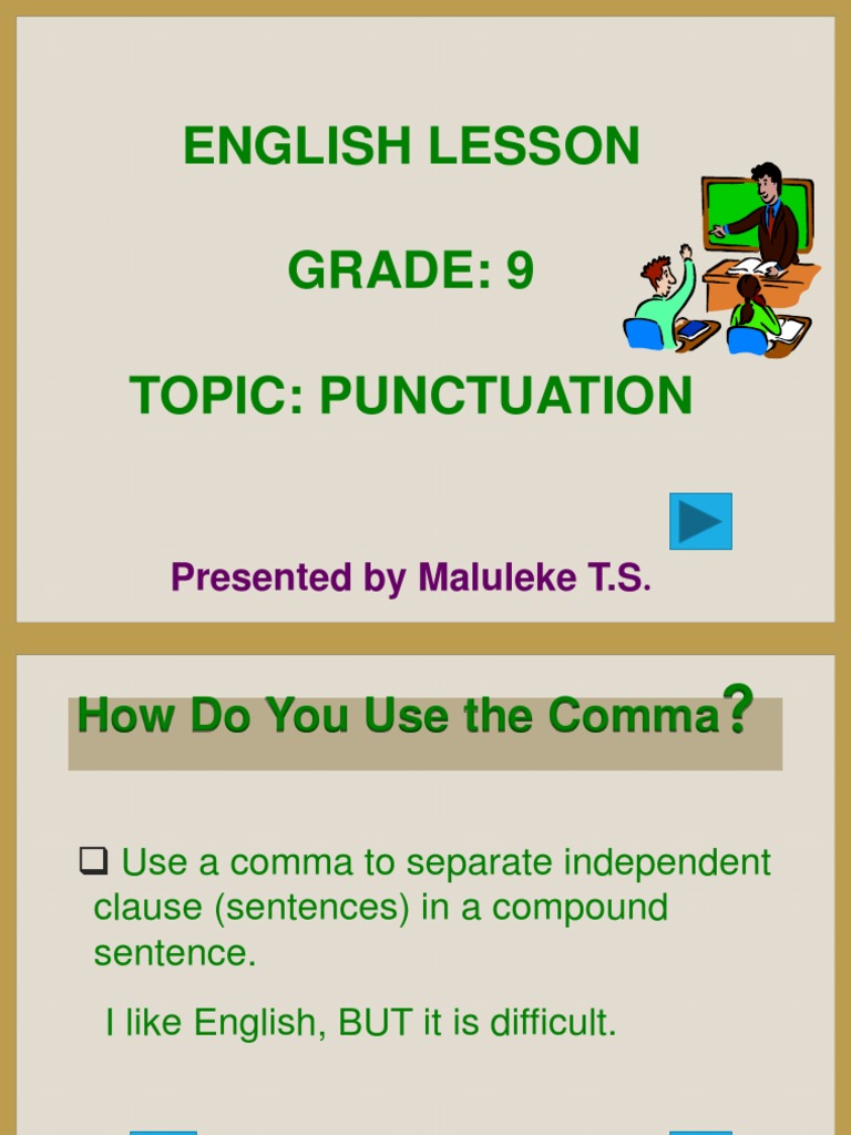 Comma and Punctuation Guide for Grade 9 | PDF | Comma | Sentence ...