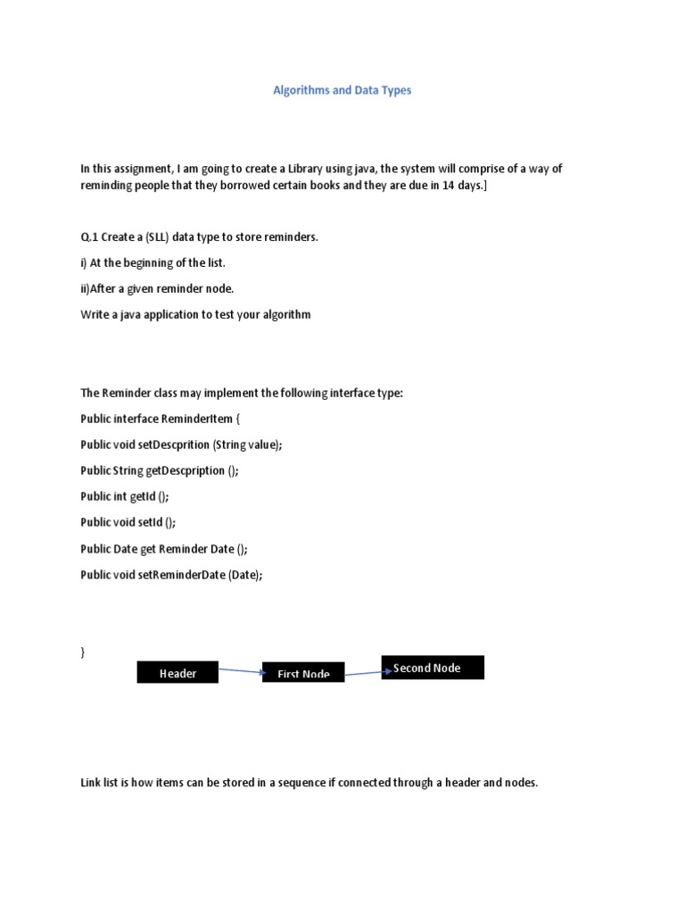 Assignment 2 Algorithms And Data Types Pdf Queue Abstract Data Type Algorithms And Data 