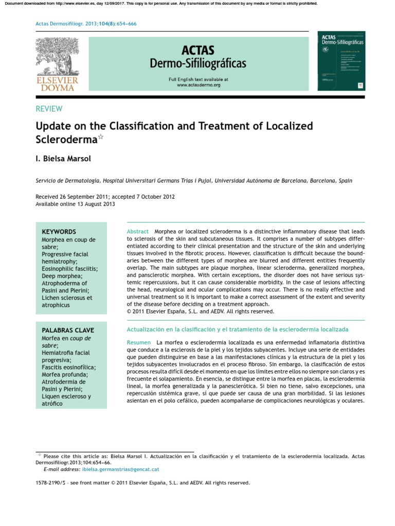 Update On The Classification and Treatment of Localized Scleroderma ...