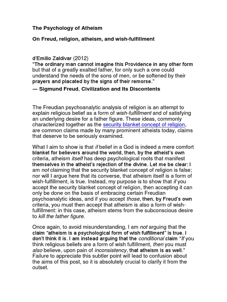 The Psychology of Atheism | PDF | Atheism | Oedipus Complex