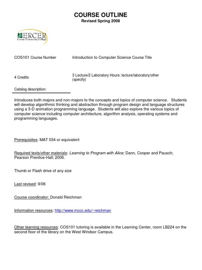 Cos 101 | Download Free PDF | Control Flow | Subroutine