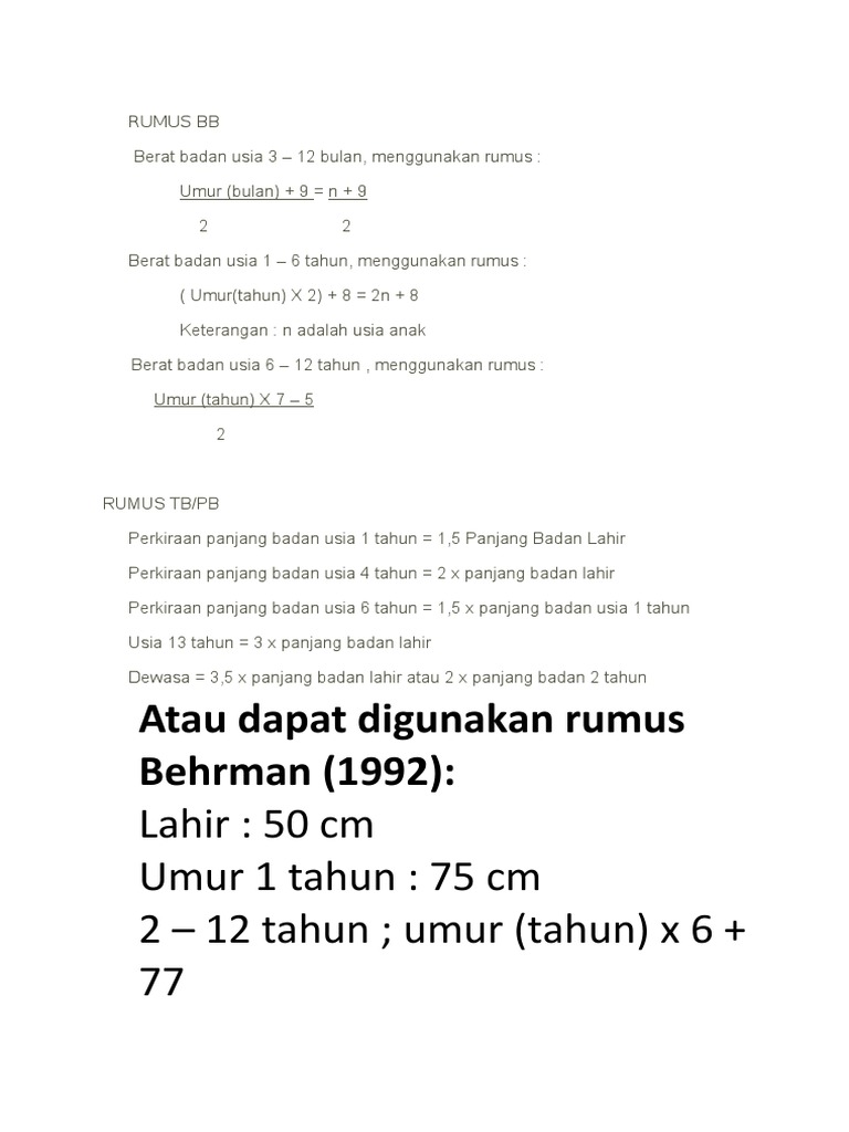 Rumus BB | PDF