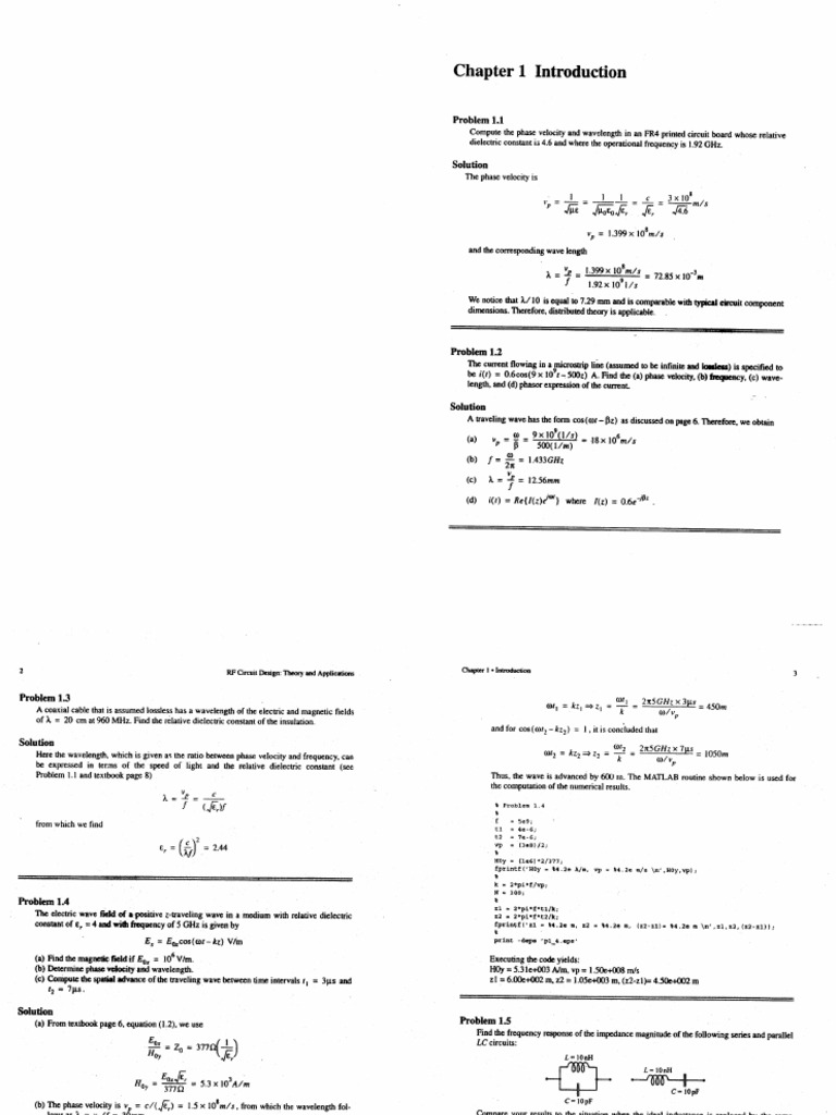 RF Circuit Design Ludwig Amp Bretchko Solution Manual PDF | PDF