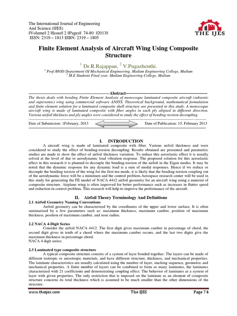 Finite Element Analysis of Aircraft Wing Using Composite PDF | PDF ...