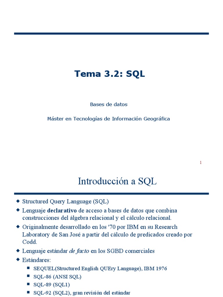 Tema 3.2 SQL | PDF | SQL | Software de gestión de datos