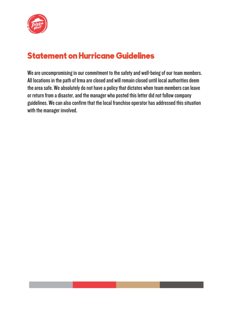 Pizza Hut Statement | PDF