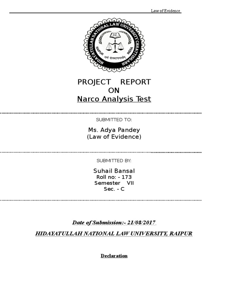 Narco Analysis Test | PDF | Confession (Law) | Criminal Procedure In ...