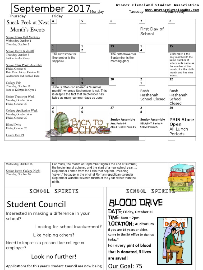 School Calendar September 2017 | PDF