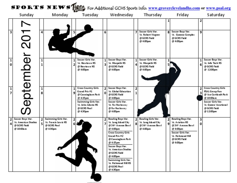 Sports Calendar September 2017 | PDF | Sports | Leisure