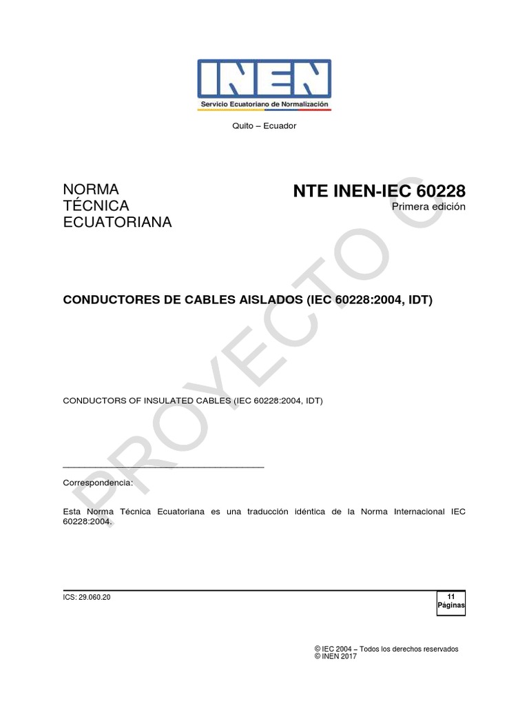 Iec 60228 | PDF | Comisión Electrotécnica Internacional | Cobre