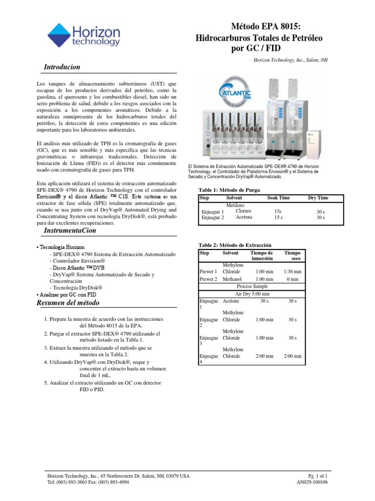 Epa Method 8015 TPH | PDF | Cromatografía de gases | Petróleo