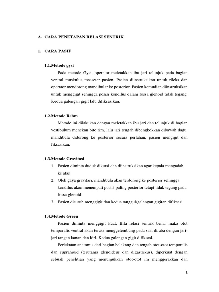 Penetapan Relasi Sentrik dalam Oklusi | PDF | Ilmu Sosial | Kajian ...