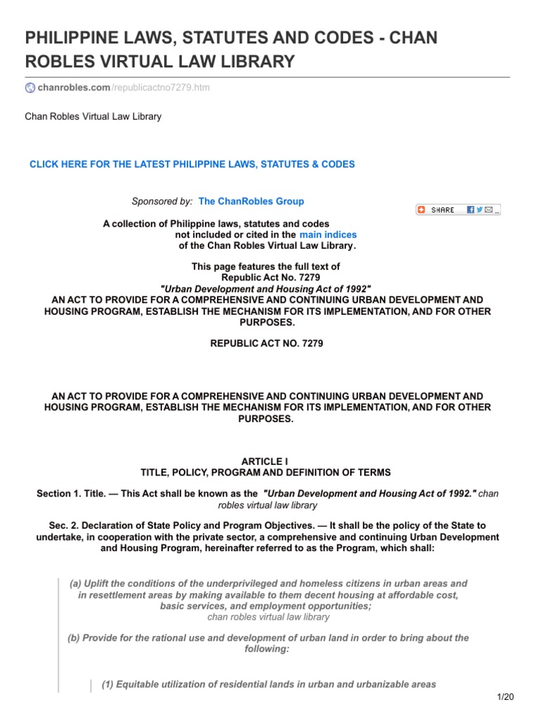 Philippine Laws Statutes and Codes - Chan Robles Virtual Law Library ...
