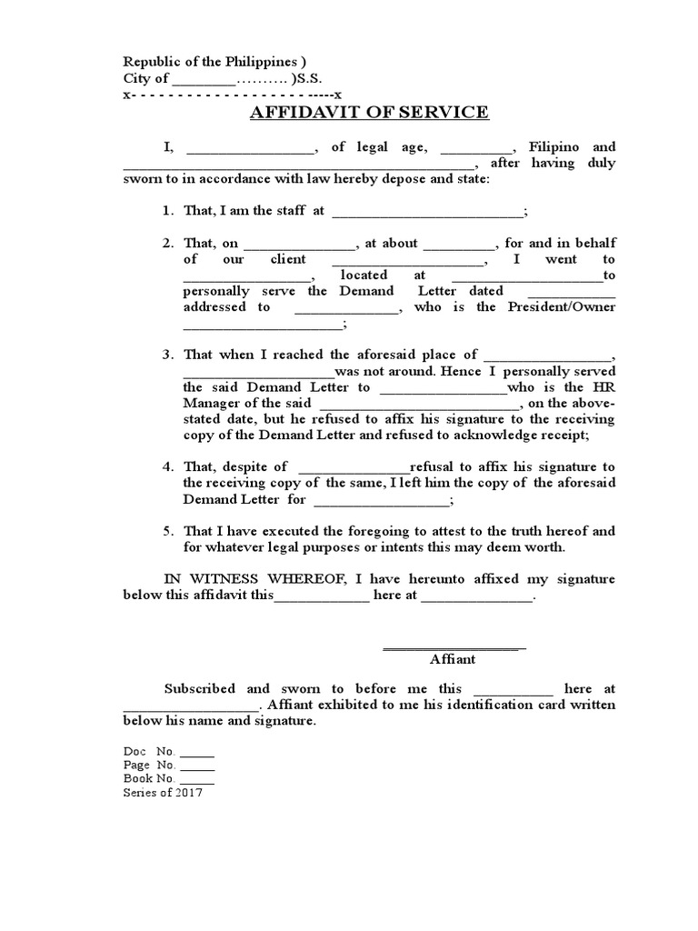 Affidavit of Personal Service | PDF