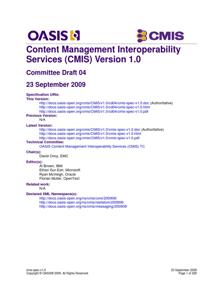 Cmis Spec v1.0 | PDF | Intellectual Works | Software