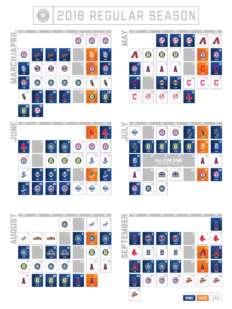 Astros 2018 Schedule | PDF | Major League Baseball | Baseball Teams