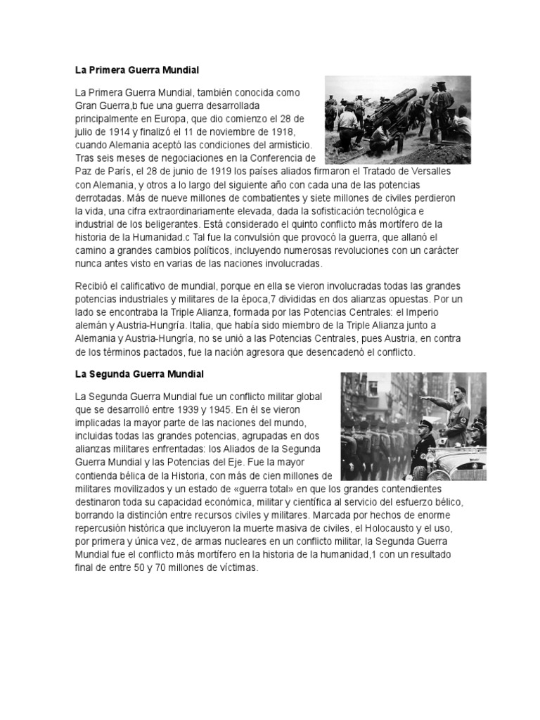 Resumen de la Primera Guerra Mundial | PDF | Primera Guerra Mundial ...