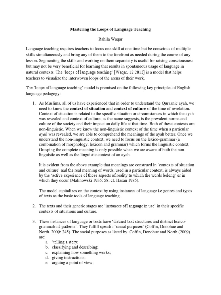 Mastering The Loops of Language Teaching 23-11-16 | PDF | Second ...