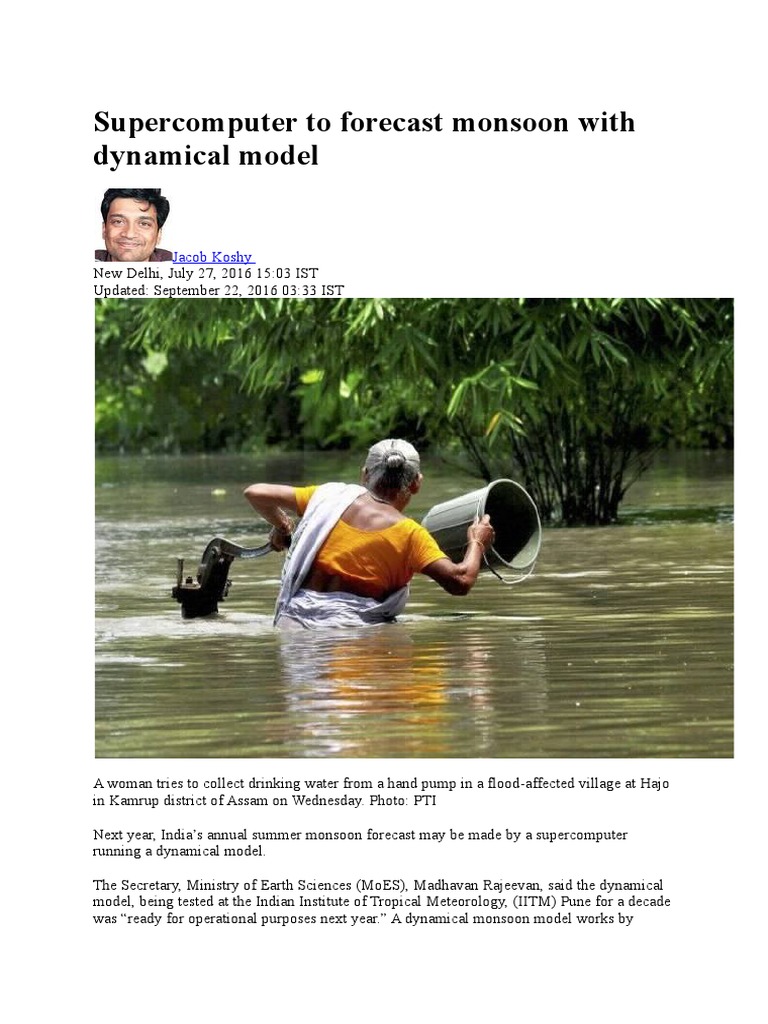 Dynamical Model of Monsoon Prediction | PDF | Weather Forecasting ...