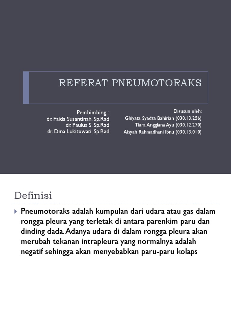 Referat Pneumothorax | PDF