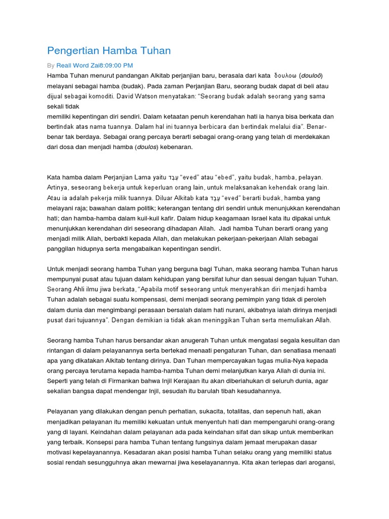 Pengertian Hamba Tuhan | PDF