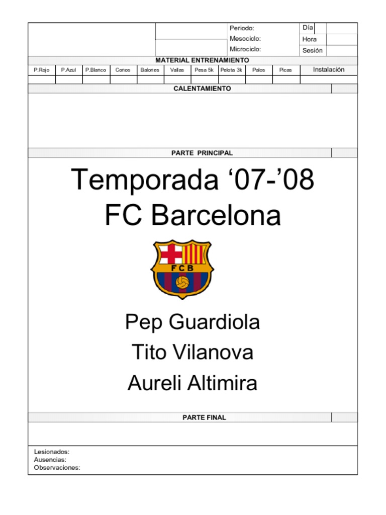 90 Sesiones FC Barcelona Pep Guardiola y Tito Vilanova PDF | PDF | Ball ...