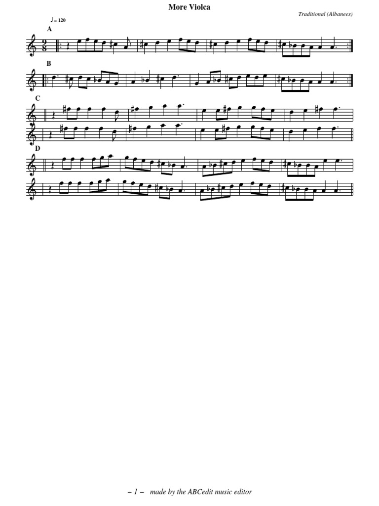 1 Made by The Abcedit Music Editor: Traditional (Albanees) | PDF