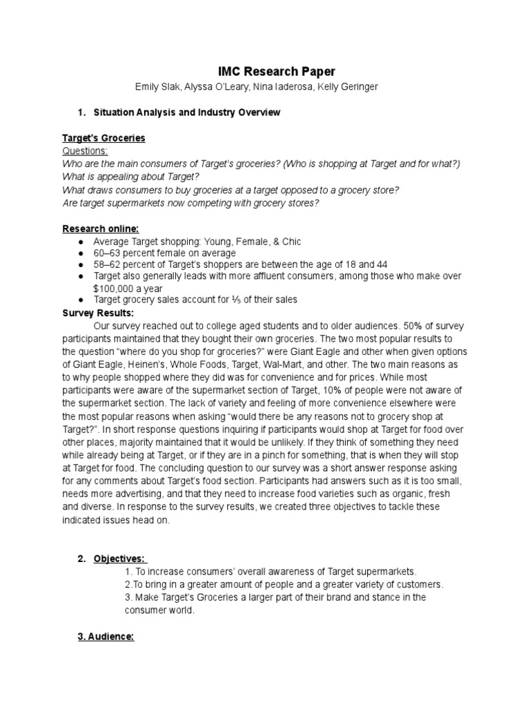 Imc Research Plan | PDF | Grocery Store | Supermarket