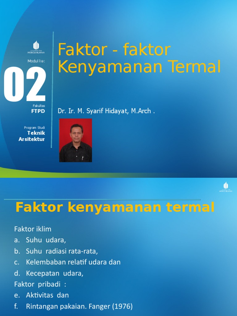 M-03 Faktor Kenyamanan Termal | PDF | Metode & Bahan Ajar