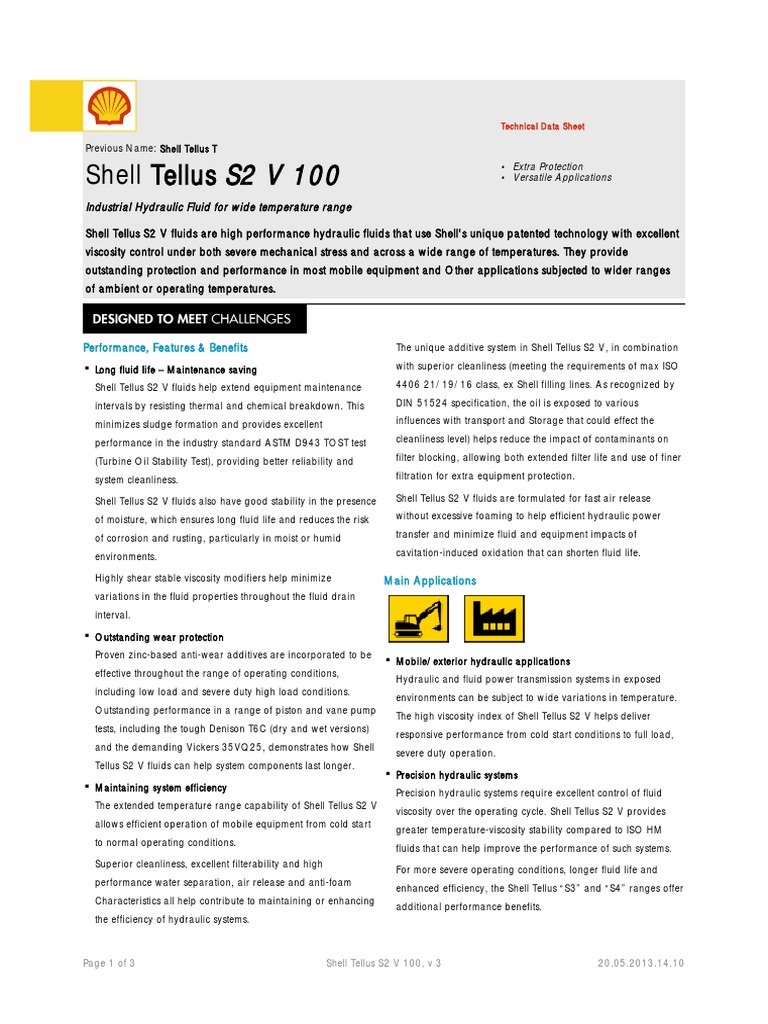 GPCDOC Local TDS Canada Shell Tellus S2 V 100 (en-CA) TDS | PDF | Viscosity | Motor Oil