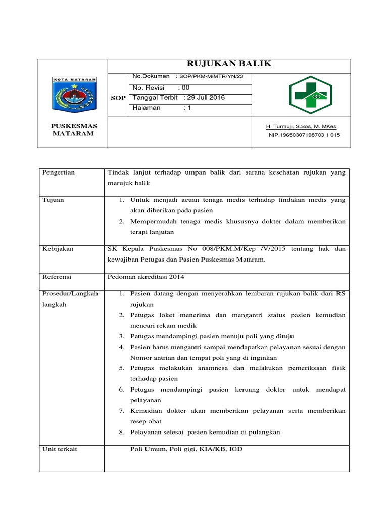 Sop Rujuk Balik | PDF