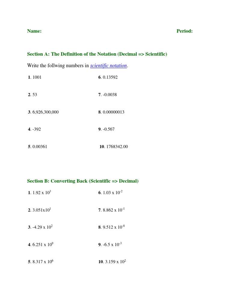 Sci Notation Practice Pdf