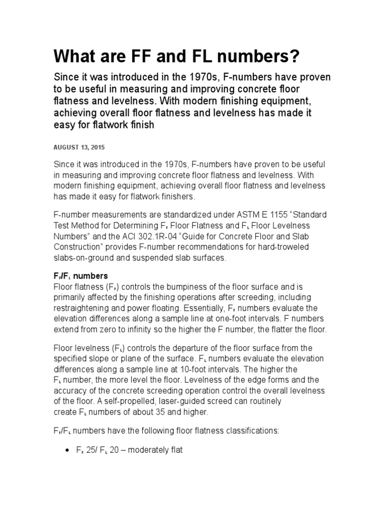 Understanding FF and FL Numbers in Concrete | PDF | Business | Home ...