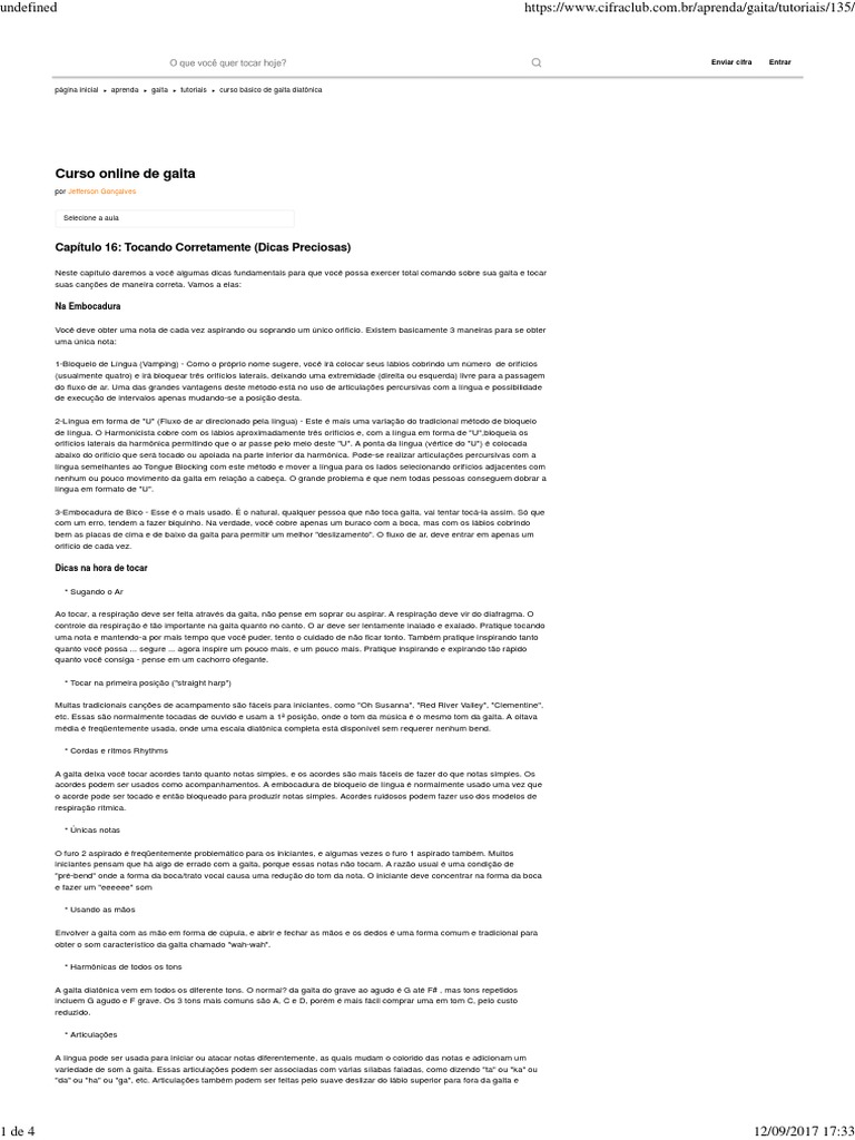 Curso Básico de Gaita Diatônica - Parte 16 | PDF | Gaita de Boca ...