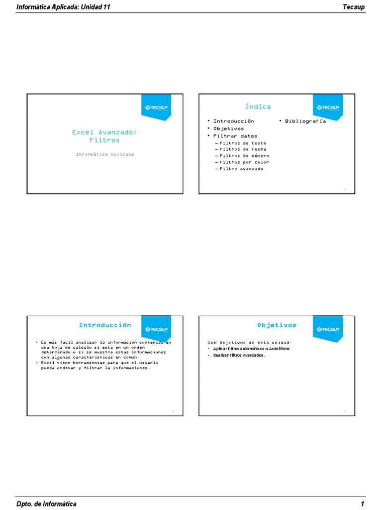 Excel Filtros TECSUP | PDF | Microsoft Excel | Tabla (base de datos)