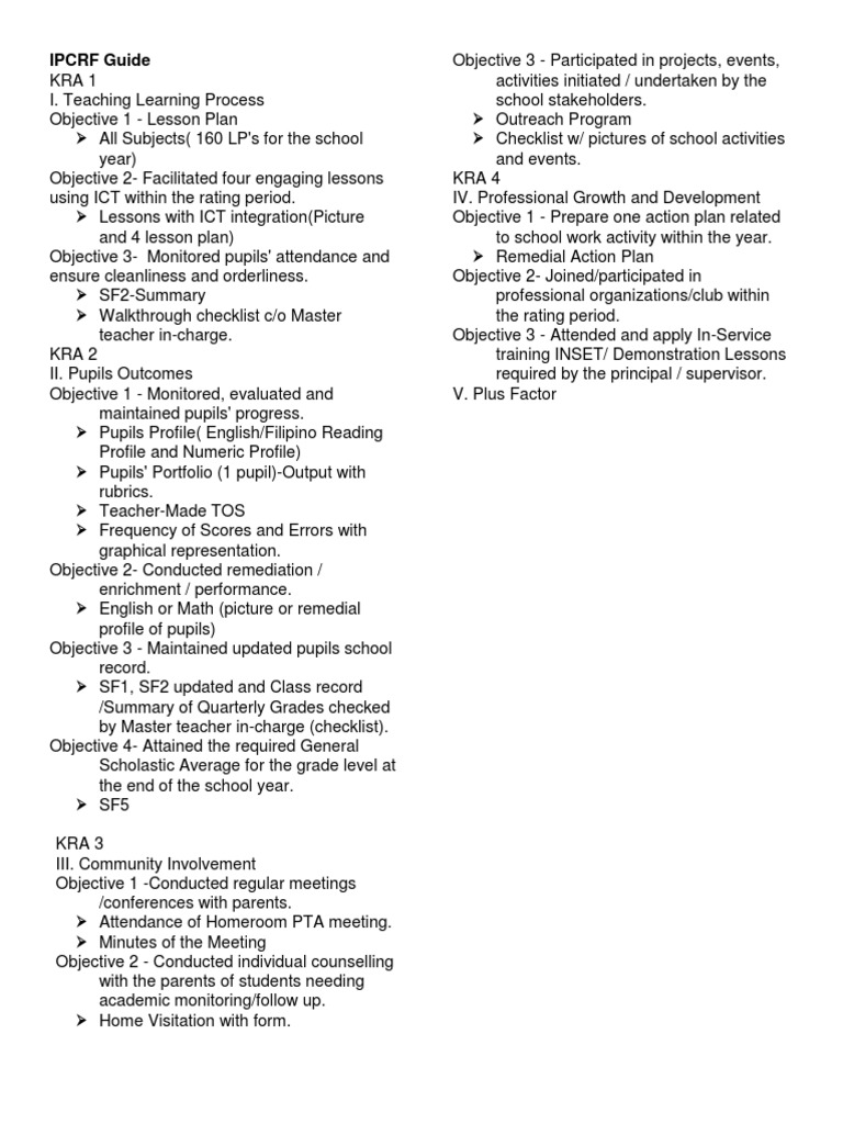 Ipcrf Guide | PDF | Lesson Plan | Educational Technology
