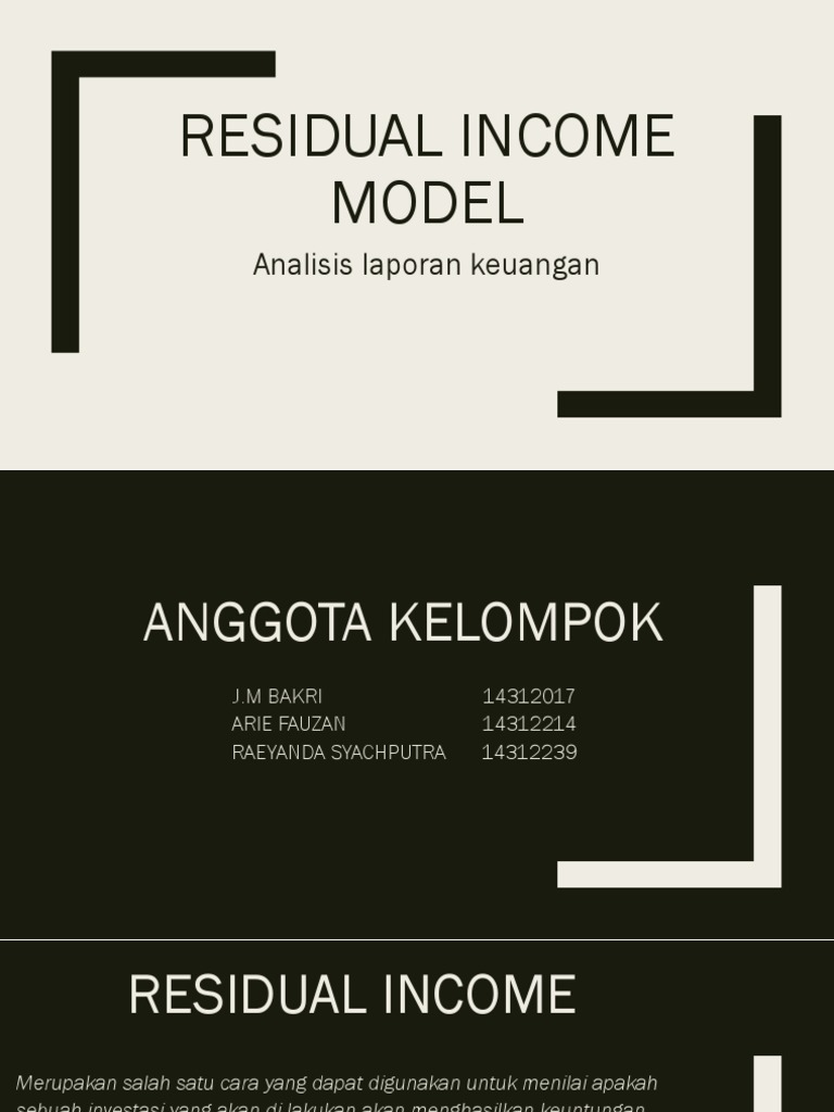 The Residual Income Model | PDF