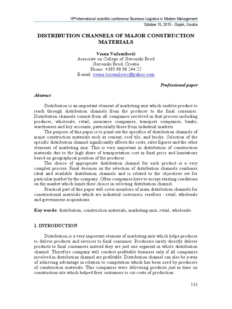 Construction Materials Distribution | PDF | Retail | Distribution ...